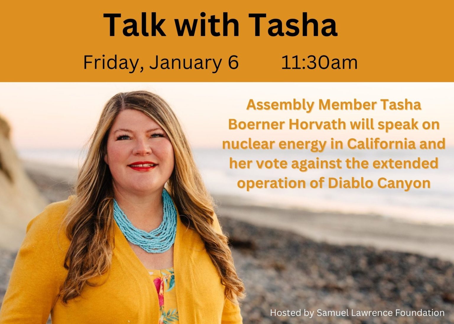 Friday, January 6, 11:30am PT: Talk with Assembly Member Tasha Boerner ...
